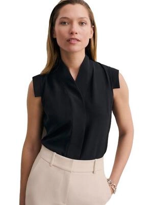 The Fold Bowery Sleeveless Silk Blouse - Black