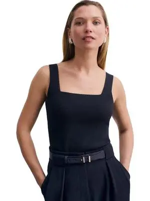 The Fold Keighley Sculpt Knit Top - Navy