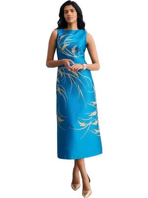The Fold Eden Jacquard Column Dress - Blue