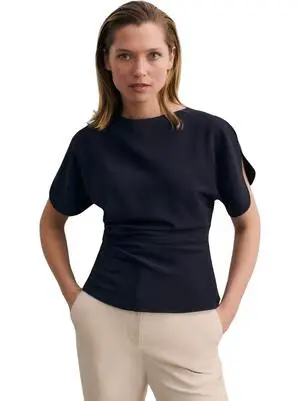 The Fold Salerno Clever Crepe Top - Navy
