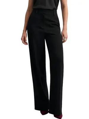 The Fold High Waist Wide Leg Trousers - Black