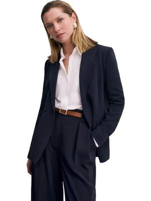 The Fold Knighton Clever Crepe Blazer - Navy