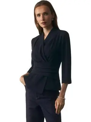 The Fold Clever Crepe Belleville Blouse - Navy