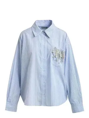 ESSENTIEL ANTWERP Essentiel Antwerp Striped Embellished Pocket Shirt