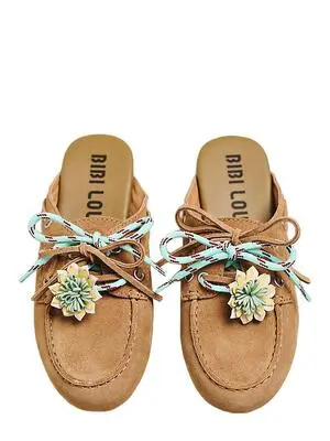 BIBI LOU Leather Mule Boat Shoes Light Brown