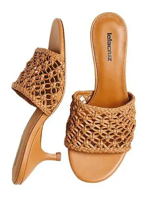 Lola Cruz Woven Heeled Mule Sandals Cedar