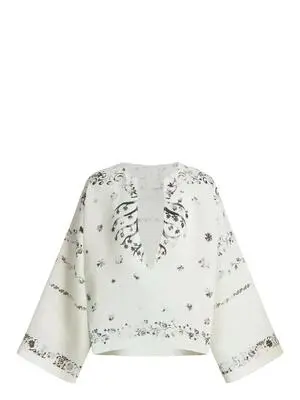 Alberta Ferretti Floral V-neck Blouse - White