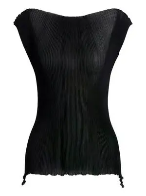 Alberta Ferretti Plissé Blouse - Black