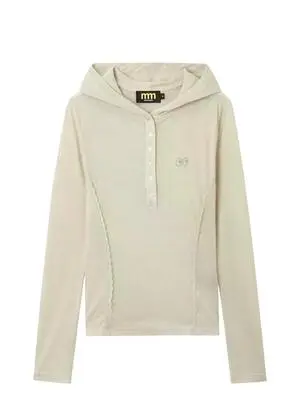 MINI CREAM Buttoned Hoodie - Neutrals