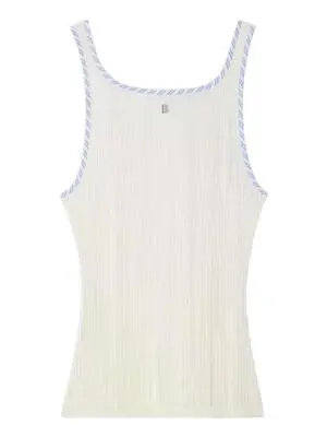 Sandro Ribbed Knit Vest Top With Striped Trim - Neutrals