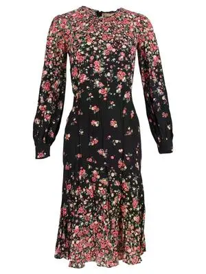 Michael Kors Vintage Floral-print Silk Dress - Black