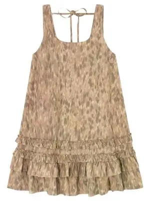 GANNI Tiered Ruffled Mini Dress - Neutrals
