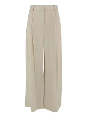 THE FRANKIE SHOP Pleated Wide Leg Trousers - Neutrals