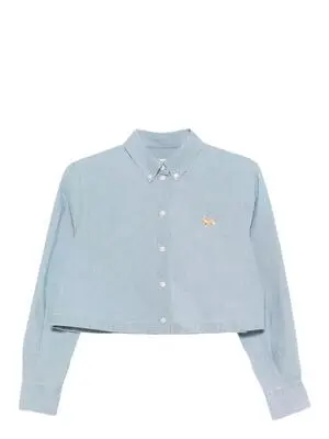 Maison Kitsuné Embroidered Cropped Shirt - Blue