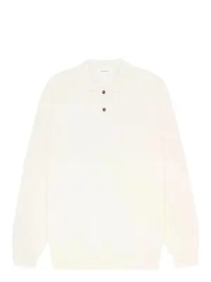 LES DEUX Textured Polo Shirt With Ribbed Cuffs - Neutrals