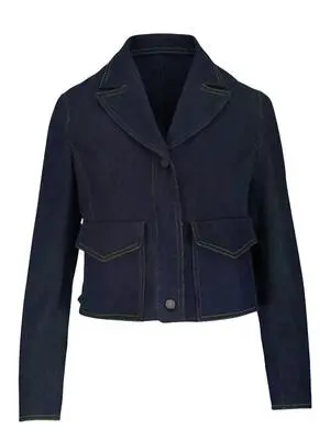 Akris Button-front Cropped Denim Jacket - Blue