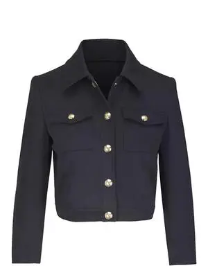 NILI LOTAN Edna Button Cropped Jacket - Blue