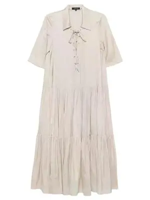Barbara Bui Tiered Lace-up Midi Dress - Neutrals