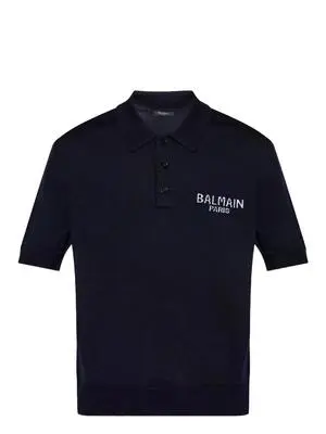 Balmain Logo-detail Polo T-shirt - Blue