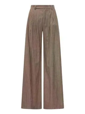 LE SULLY STUDIO Pinstripe Pleated Trousers - Brown