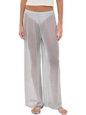 Staud Ali Metallic Pants - Silver