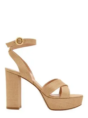GIANVITO ROSSI Sabrina Haiti 105 Raffia Sandals Cream