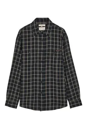 Nudie Jeans Checked Cotton And Linen-blend Shirt - Black