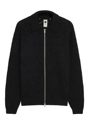 VOWELS Open-knit Cotton And Cashmere-blend Cardigan - Black