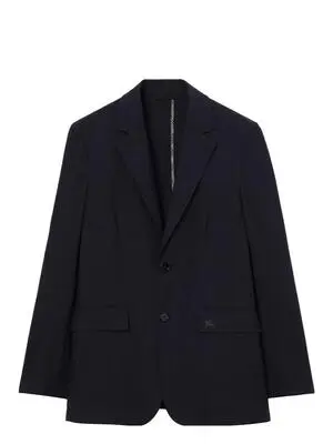 Burberry Seersucker Cotton Linen Tailored Jacket - Navy