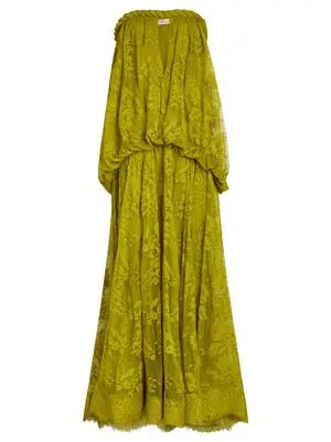 Zimmermann Luna Strapless Lace Gown - Olive