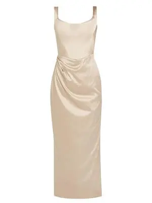 VIVIENNE WESTWOOD Suzie Corset Satin Midi Dress - Sand
