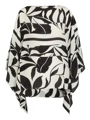 Max Mara Printed Silk-chiffon Cover-up Blouse - Black
