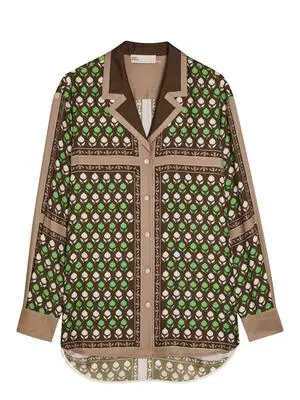 Tory Burch Printed Silk Shirt - Brown