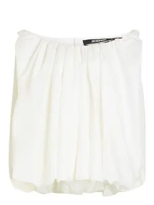 JACQUEMUS Le Top Lavande Draped Cotton-Blend Poplin Top