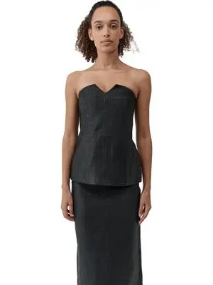 ST. AGNI Woven Leather Strapless Bodice - Black