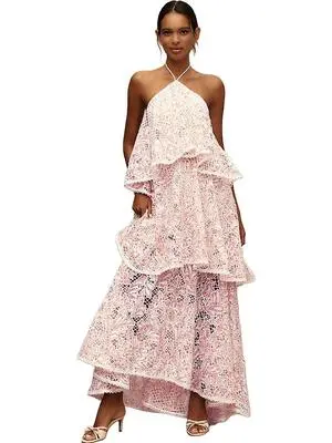 ELLIATT Valencia Tiered Halter Gown - Pink Multi