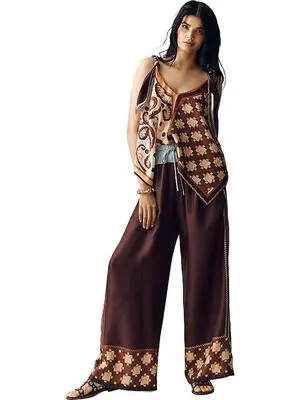ALEMAIS Silk Wide-leg Pants - Red