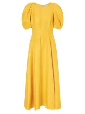 Gabriela Hearst Ranya Linen Midi Dress - Yellow