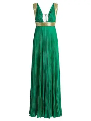 Alberta Ferretti Pleated Maxi Dress - Green