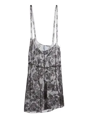 Prada Floral Lace Cotton Midi Skirt - Brown