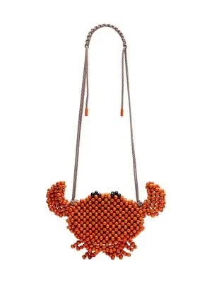 ALEMAIS Crab Mini Beaded Crossbody Bag - Orange