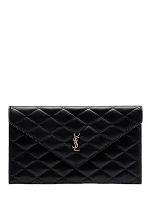 Saint Laurent Cassandre Quilted Leather Pouch - Black