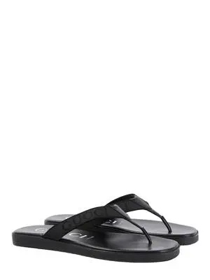 Gucci Logo Canvas And Leather Thong Sandals - Black
