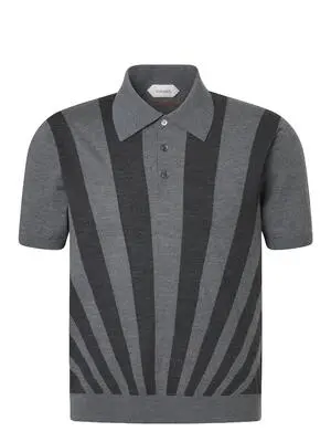 Versace Intarsia Virgin Wool Polo Sweater - Grey