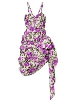 Chloé Ruched Asymmetric Cotton Minidress - Purple