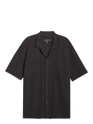 Rag & Bone Zuma Short Sleeve Ottoman Stitch Camp Shirt - Black