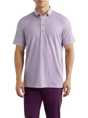 Greyson Guardian Geo Print Performance Button-down Golf Polo - Fig