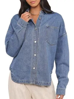PETAL & PUP Cornelia Denim Button-up Shirt - Blue