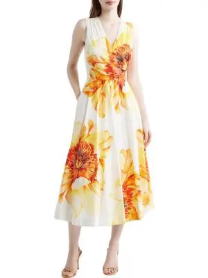 Elie Tahari Ines Floral Midi Dress - Spring Meadow