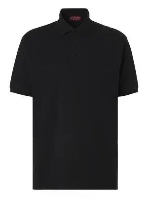 Gucci Horsebit Cotton-blend Pique Polo Shirt - Black